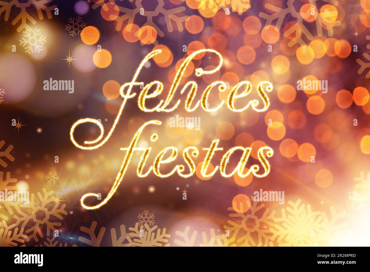 Felices Fiestas. Festive greeting card with happy holiday's wishes in ...
