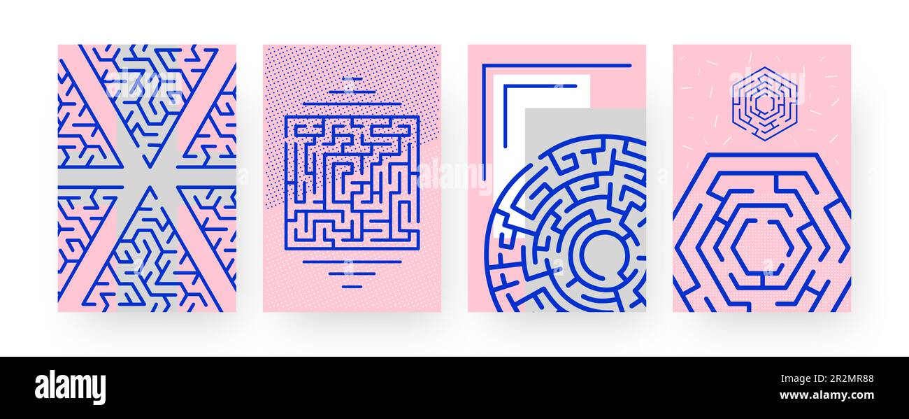 Set of contemporary art posters with maze games Stock Vector Image ...