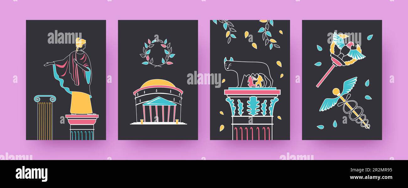Set of contemporary art posters with Roman empire symbols Stock Vector ...
