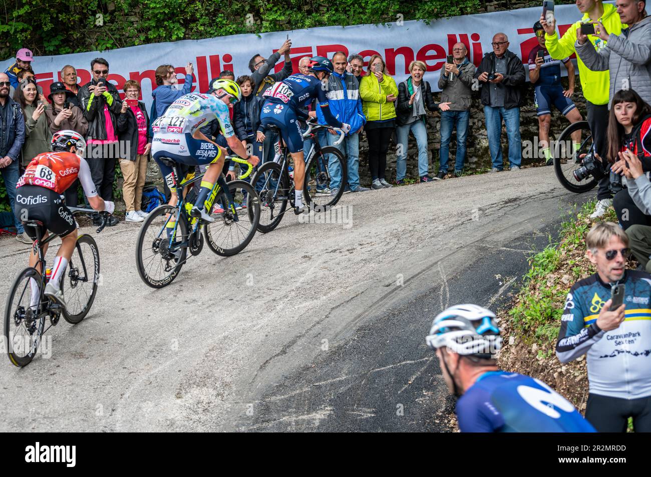 Italy, May 13, 2023: professional cyclists face the eighth stage of the ...