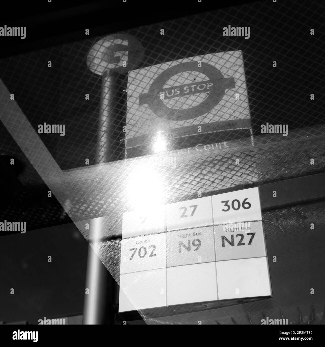 London transport bus sign Black and White Stock Photos & Images - Alamy