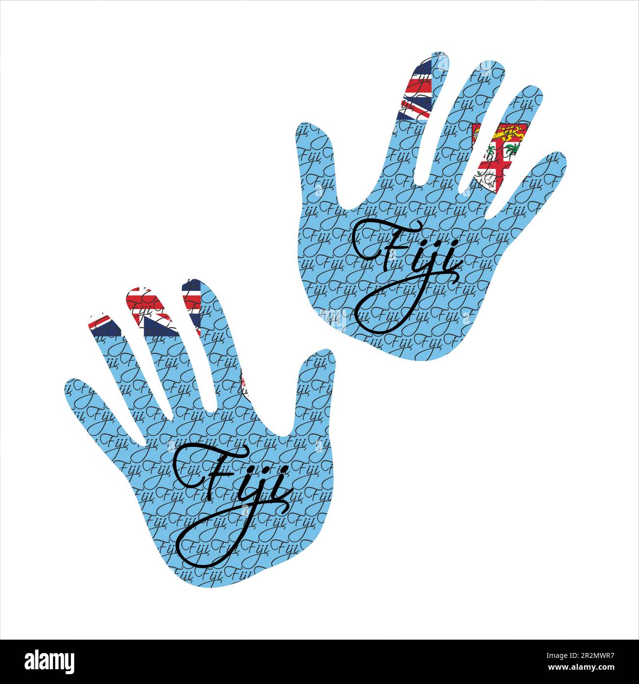 Hand drawn vector illustration with fiji flag pattern great for poster ...