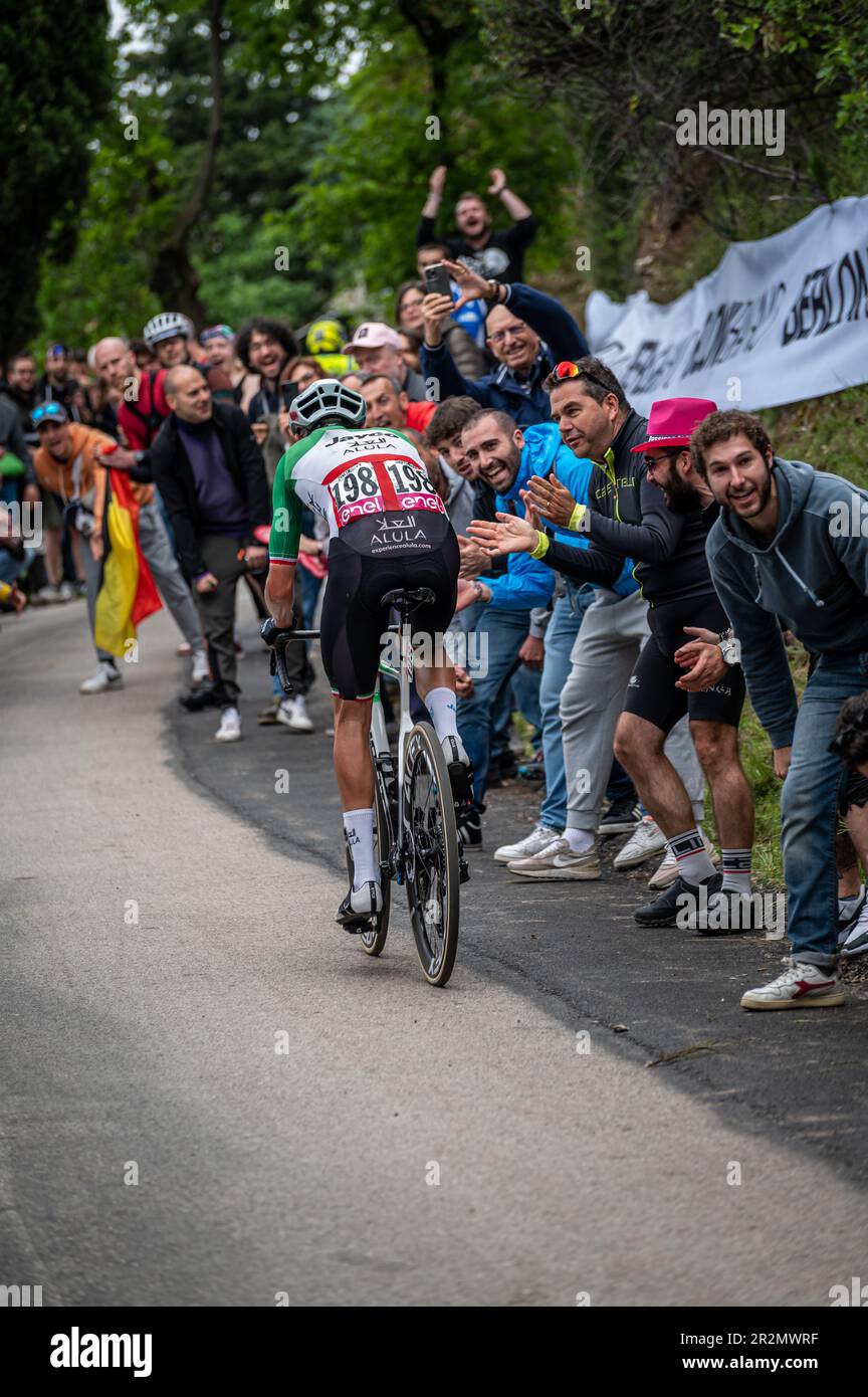 Italy, May 13, 2023: professional cyclists face the eighth stage of the ...