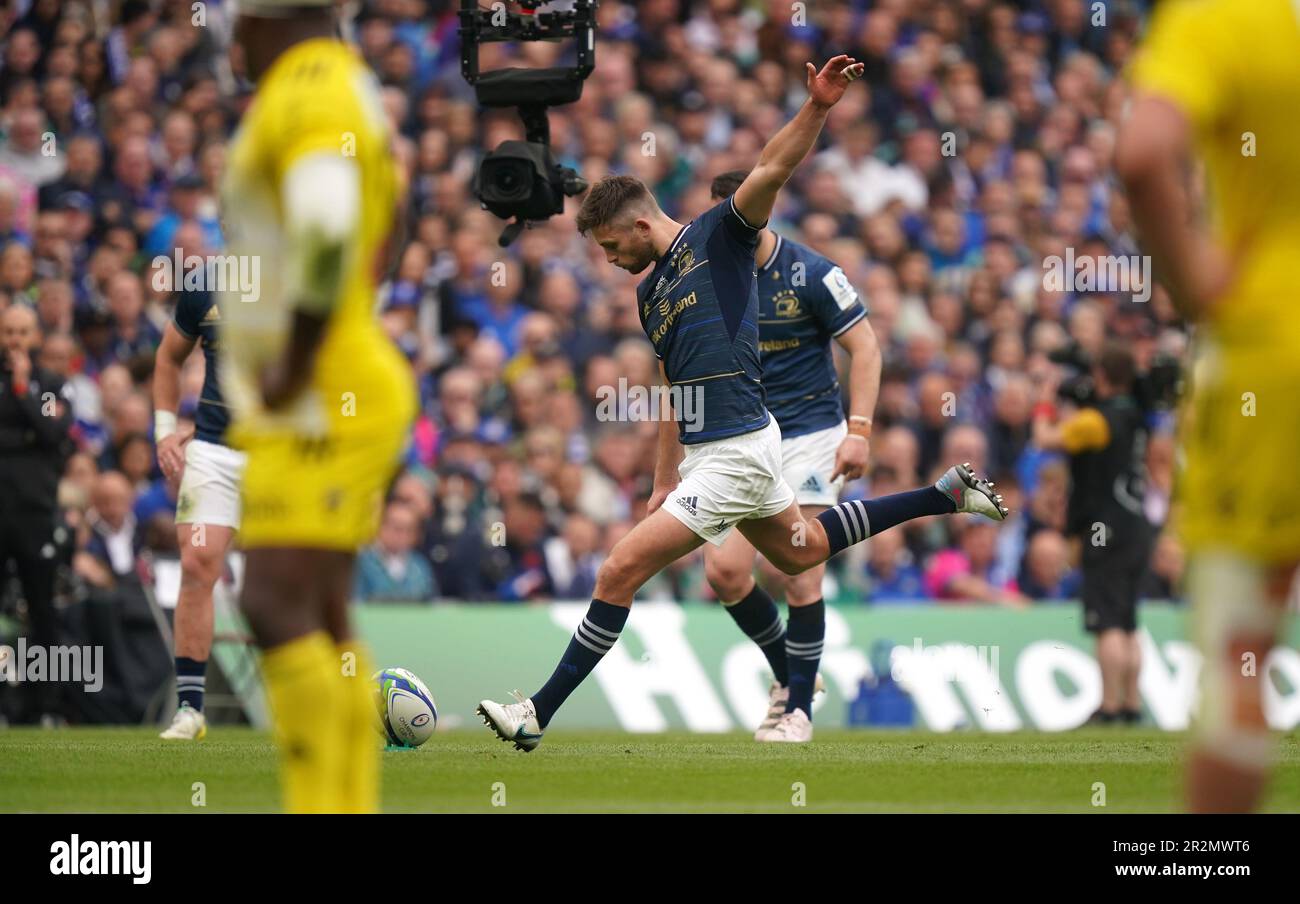 Leinster's Ross Byrne scores a penalty during the Heineken Champions ...
