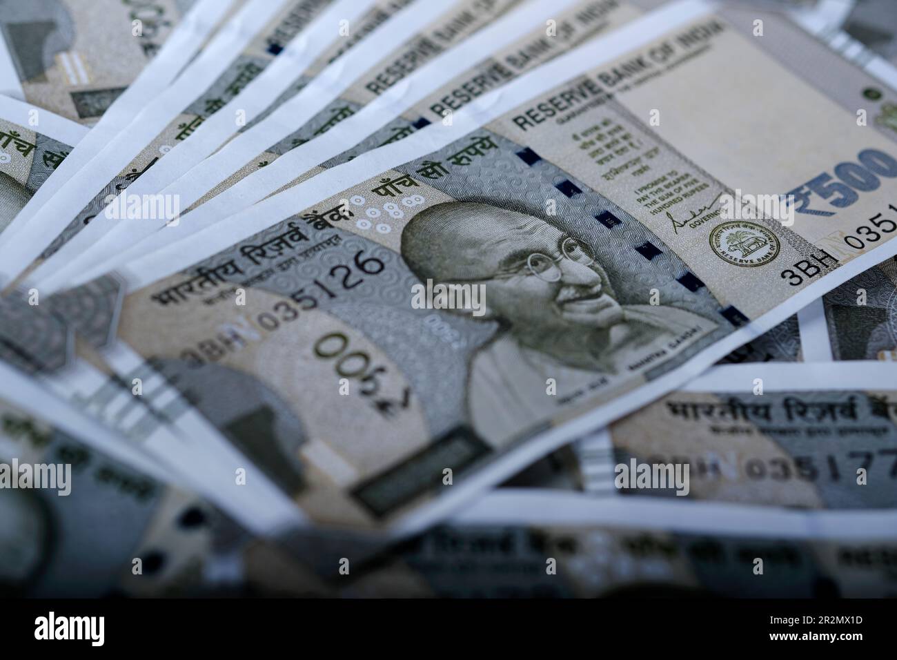 16 May 2023, Pune, India, Indian currency 500 rupees banknotes ...