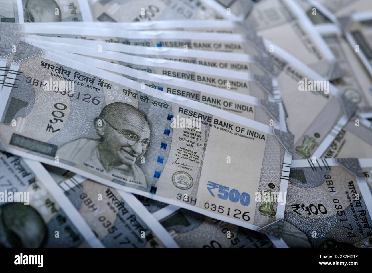16 May 2023, Pune, India, Indian currency 500 rupees banknotes ...
