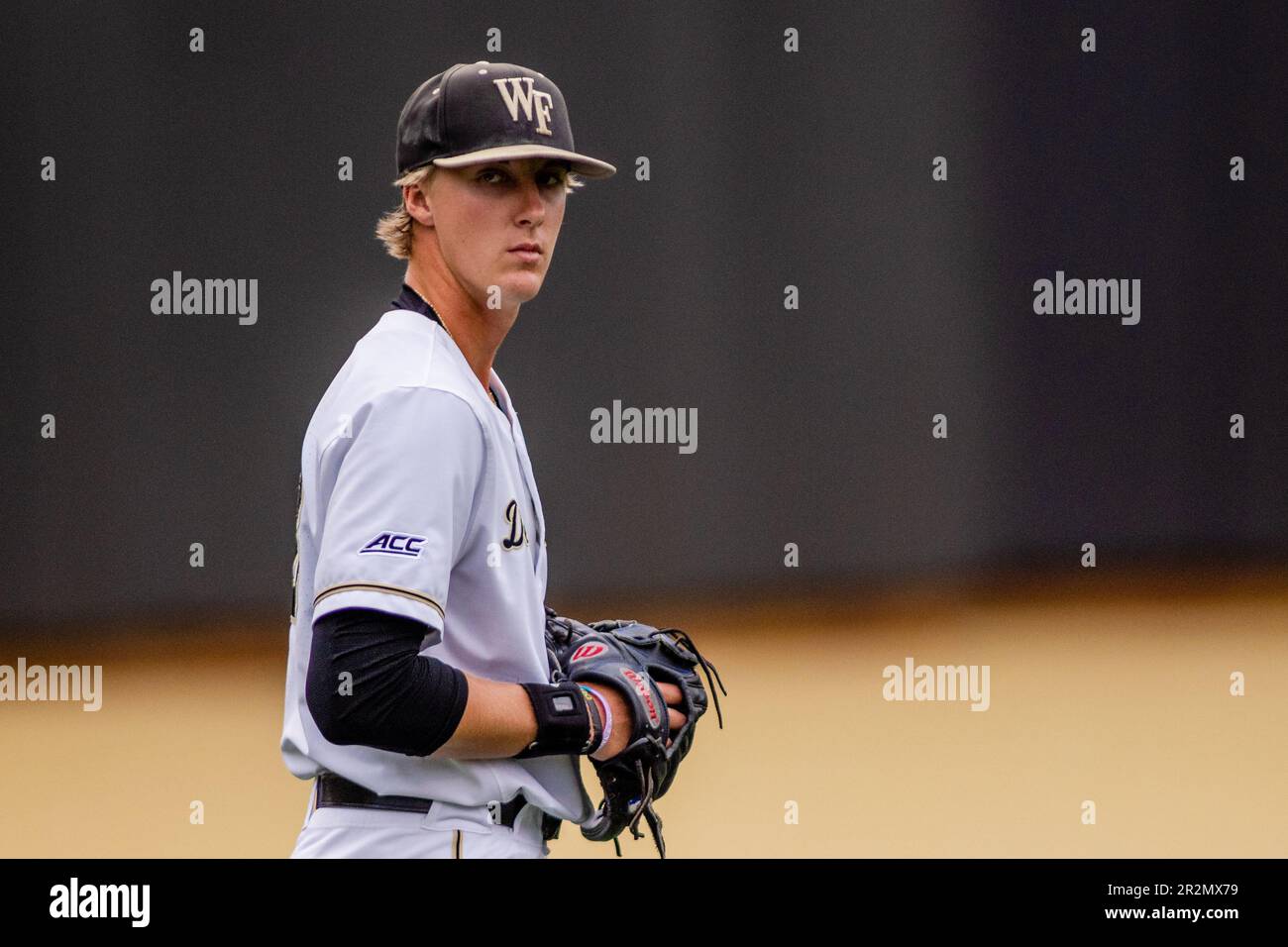 May 19, 2023: Wake Forest Demon Deacons pitcher Josh Hartle (23) warms ...