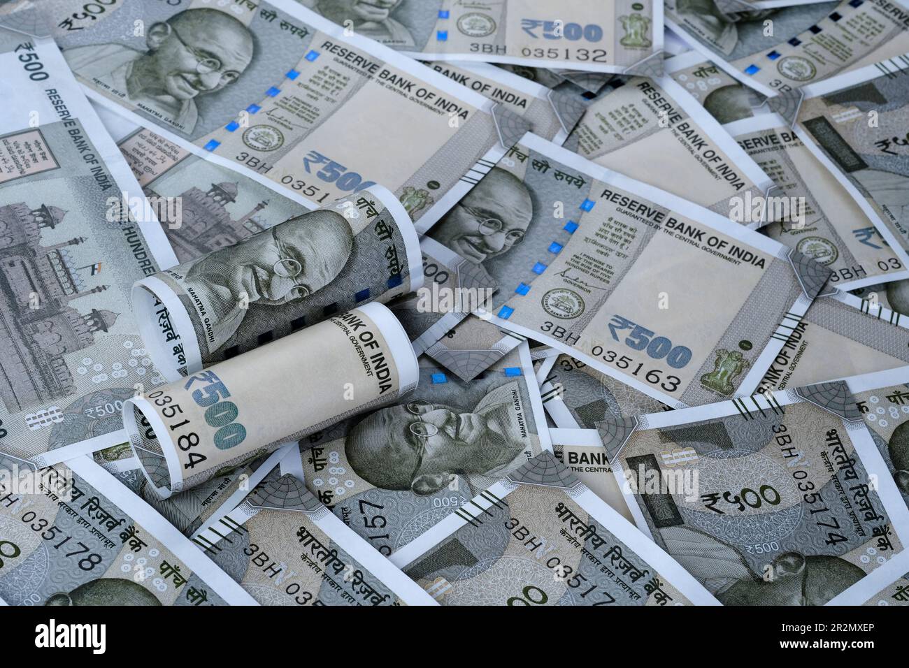 16 May 2023, Pune, India, Indian currency 500 rupees banknotes ...