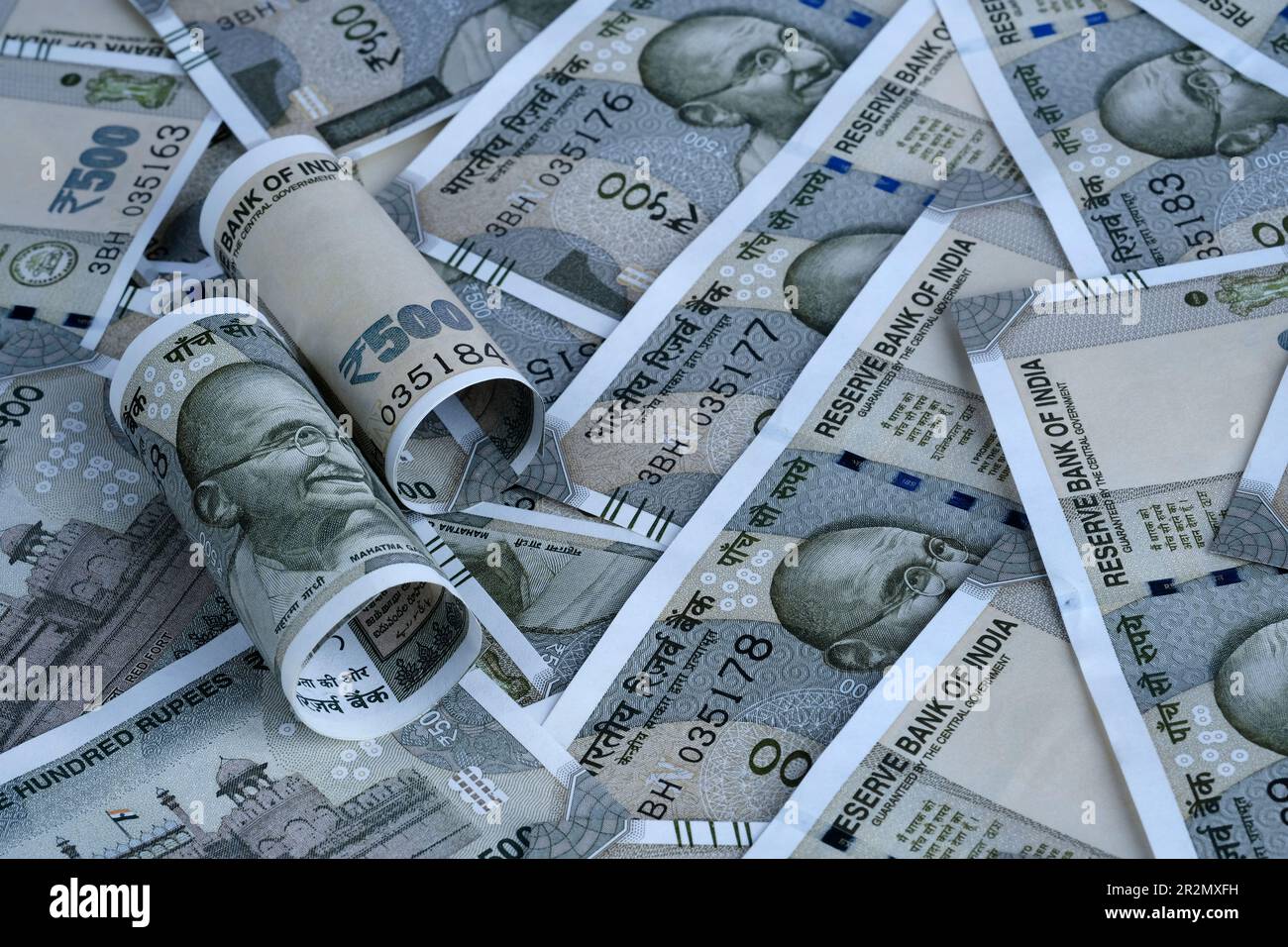 16 May 2023, Pune, India, Indian currency 500 rupees banknotes ...