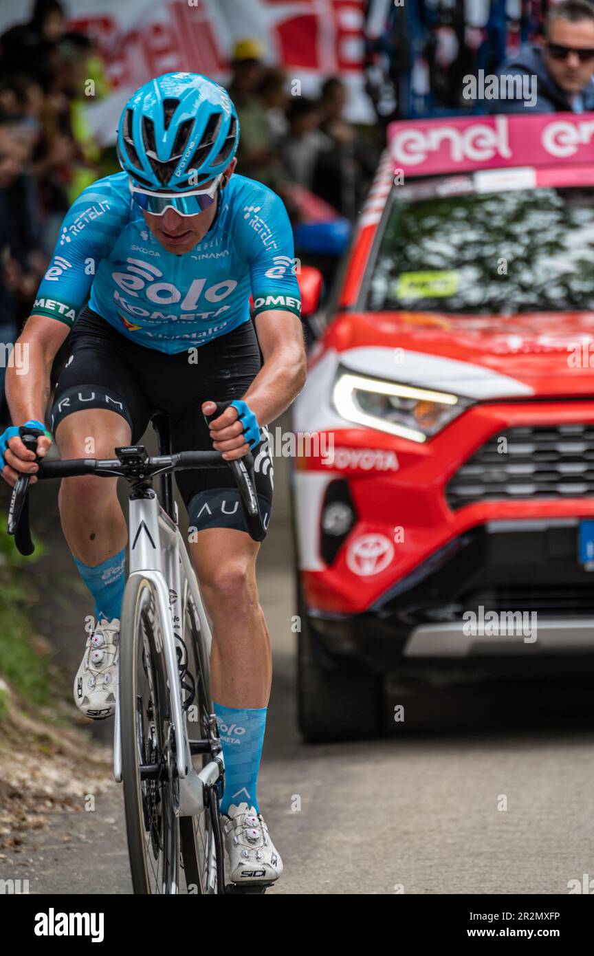 Italy, May 13, 2023: professional cyclists face the eighth stage of the ...