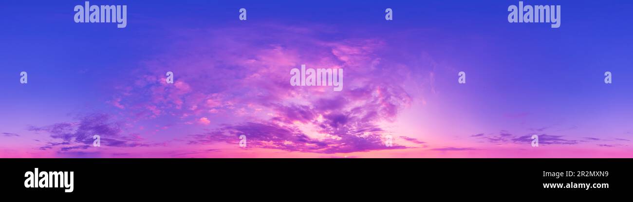 Blue sky panorama with magenta Cirrus clouds in Seamless spherical ...