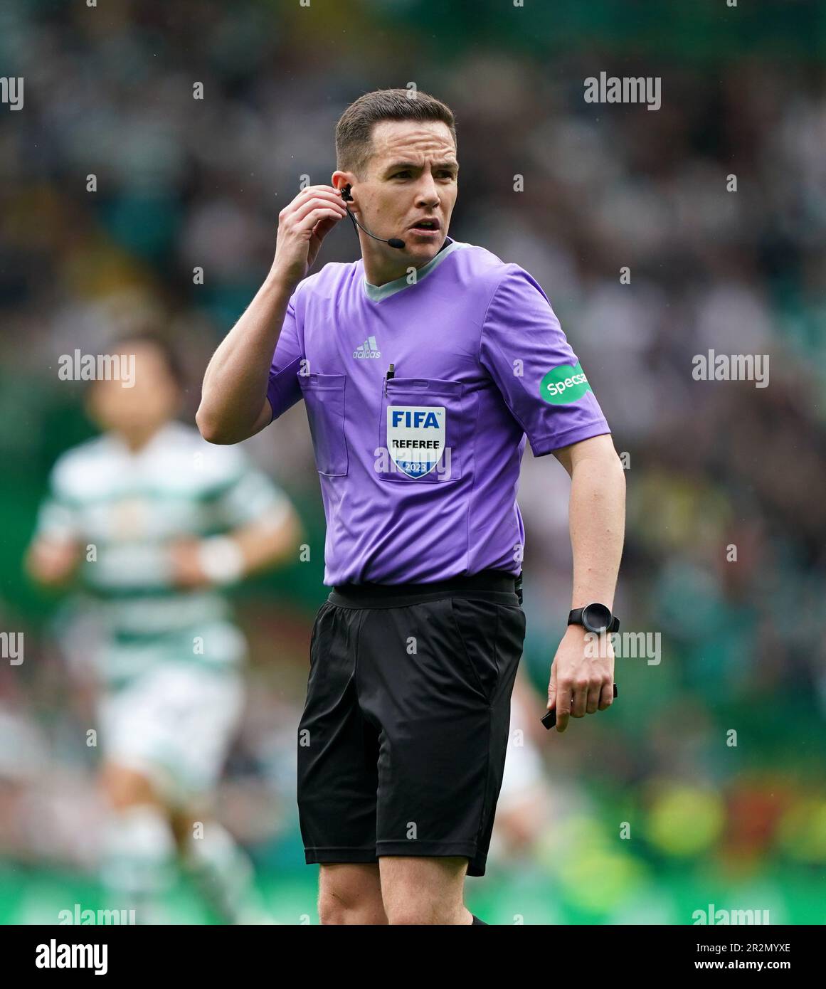 Referee David Munro during the cinch Premiership match at Celtic Park ...