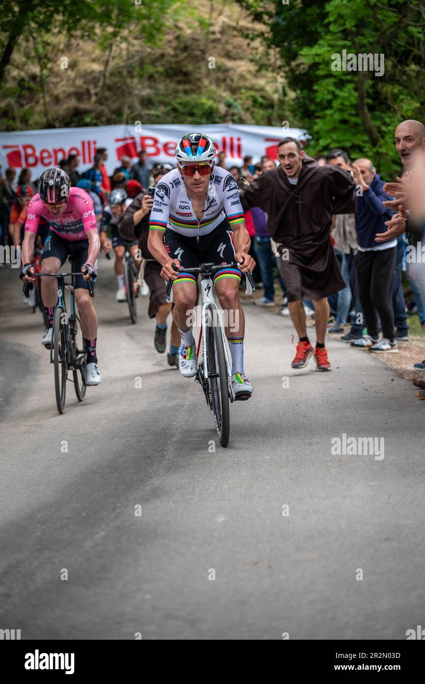 Italy, May 13, 2023: professional cyclists face the eighth stage of the ...