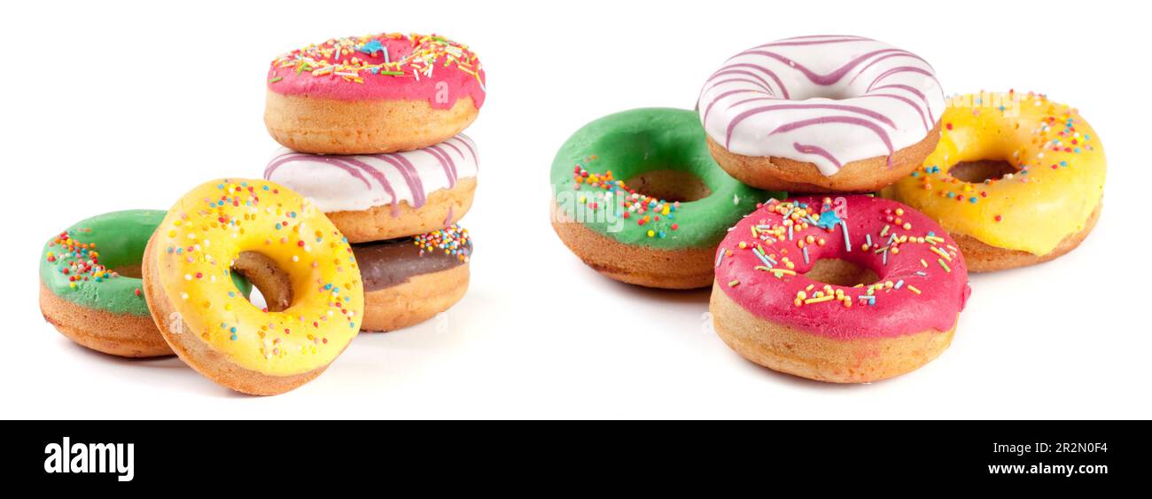 five glazed donut isolated on white background Stock Photo - Alamy