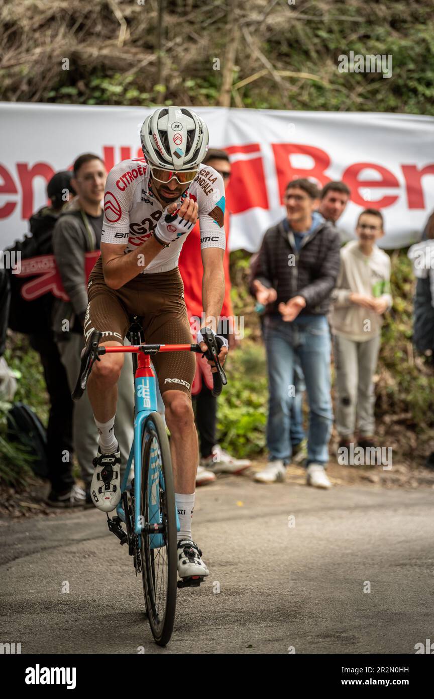 Italy, May 13, 2023: professional cyclists face the eighth stage of the ...