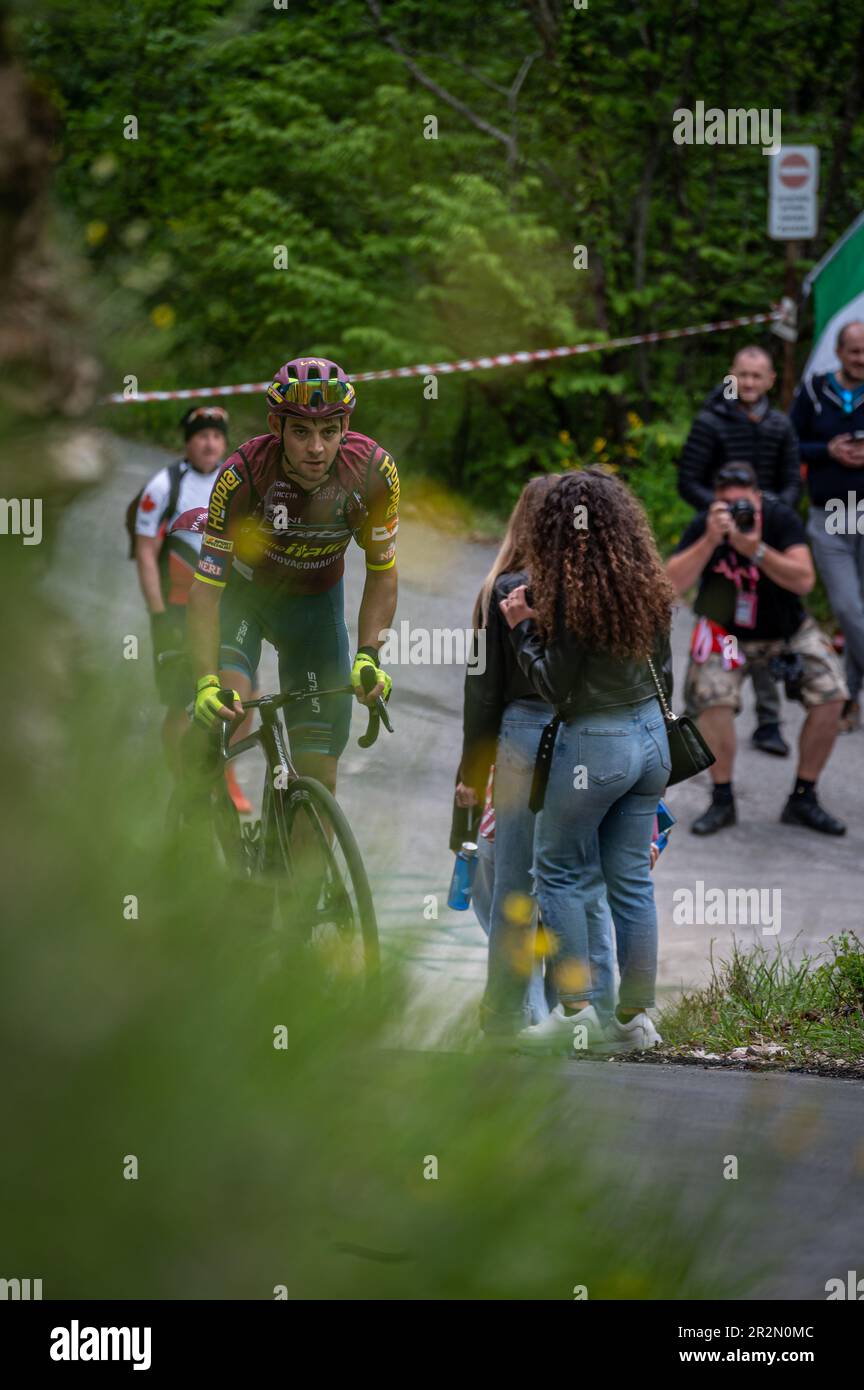 Italy, May 13, 2023: professional cyclists face the eighth stage of the ...