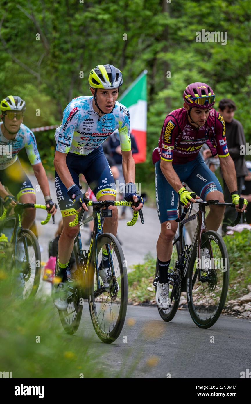 Italy, May 13, 2023: professional cyclists face the eighth stage of the ...