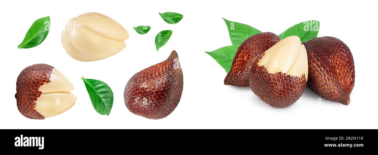 Salak snake fruit isolated on white background with full depth of field ...