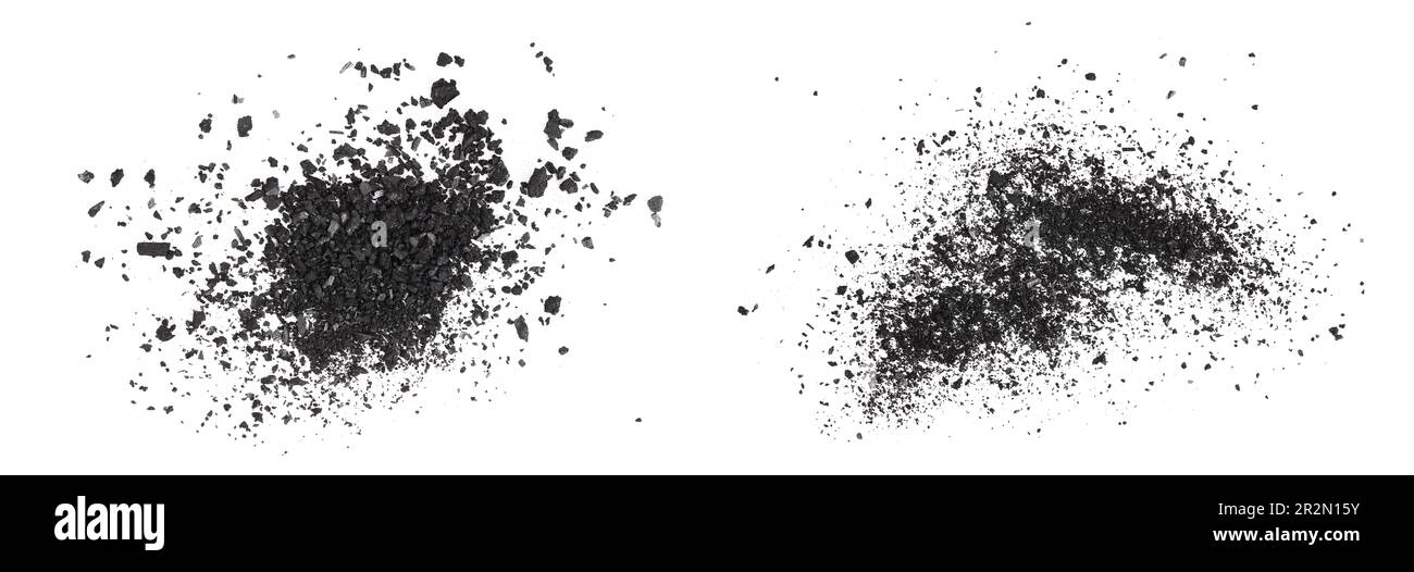 Pile of coal carbon or charcoal dust isolated on white background Stock ...