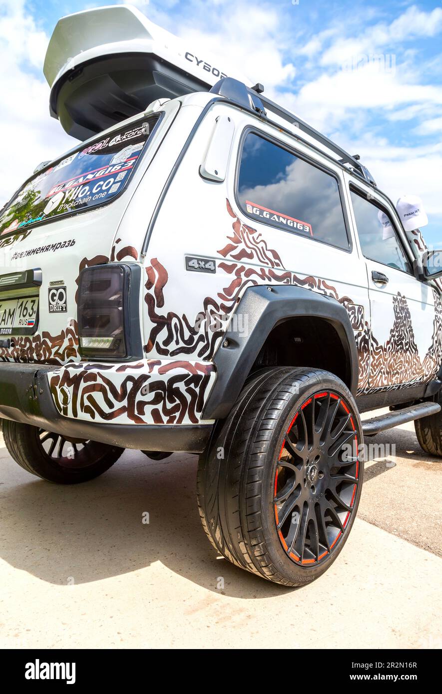 Samara, Russia - May 14, 2023: Tuned off-road vehicle Lada Niva 4x4 ...
