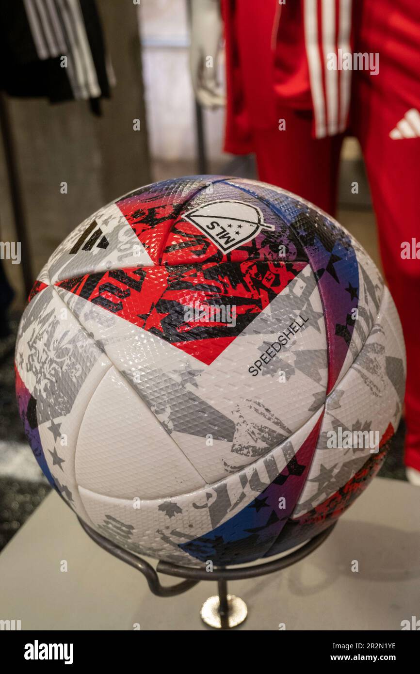 Adidas flagship storefront is located at 565 Fifth Avenue in New York City, USA 2023 Stock Photo ...