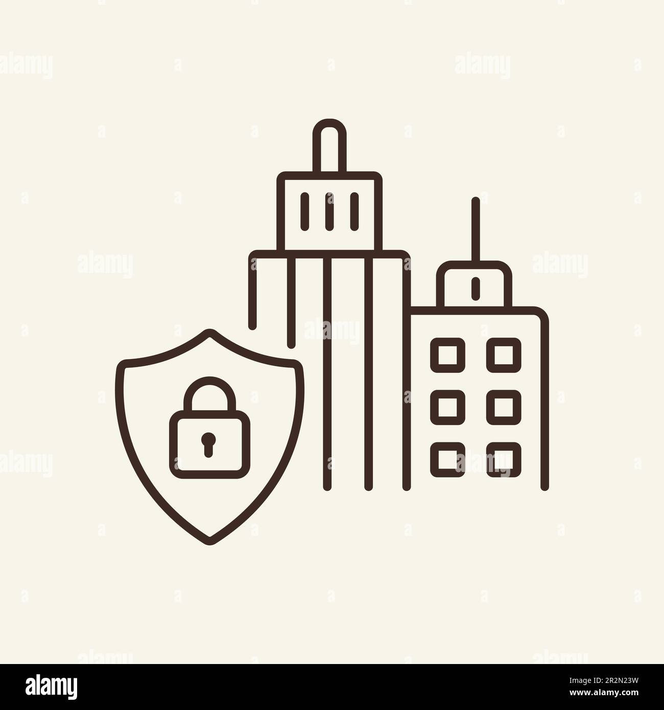 Buildings and shield line icon Stock Vector Image & Art - Alamy
