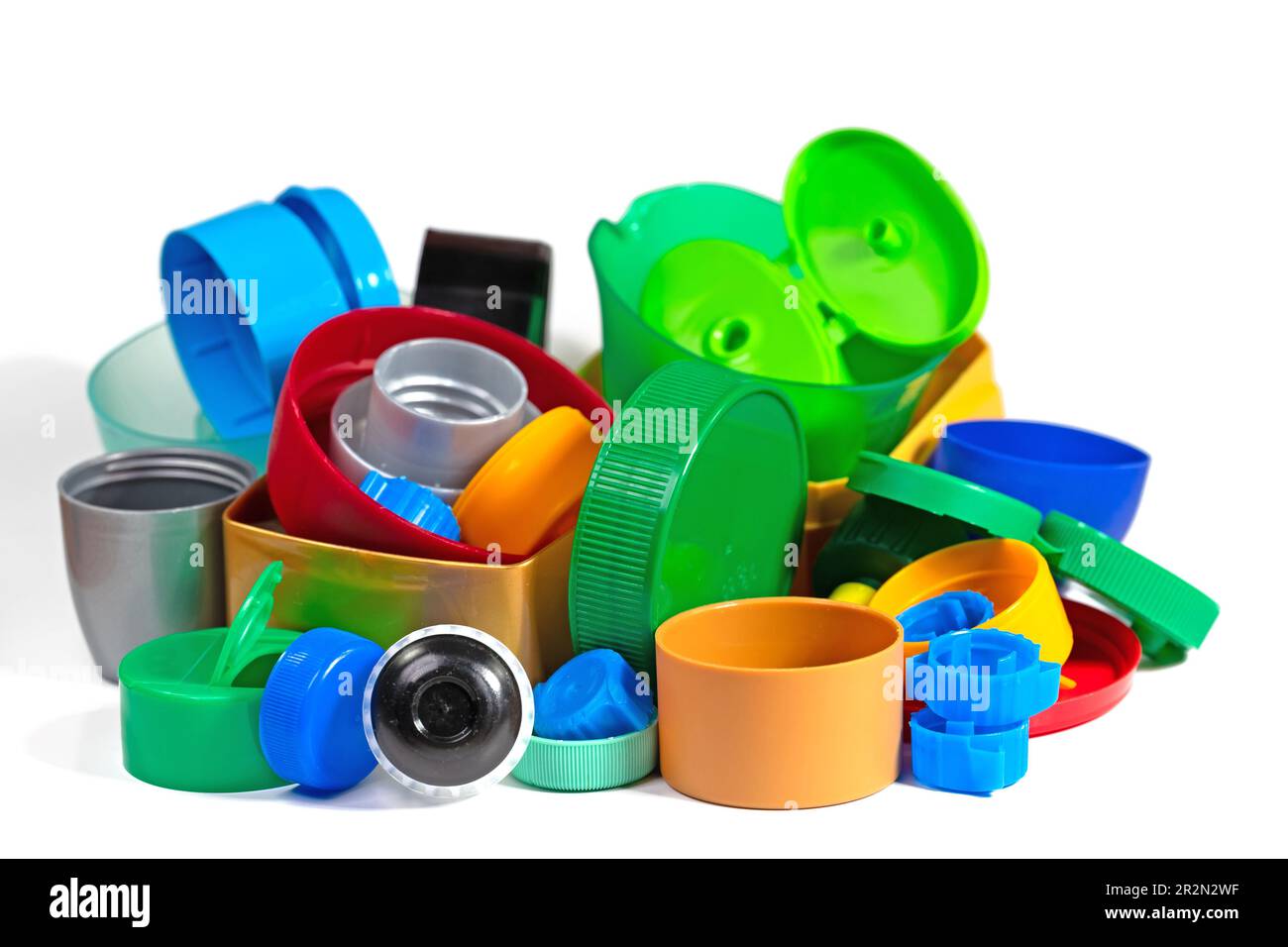 Plastic household waste isolated against white background Stock Photo ...