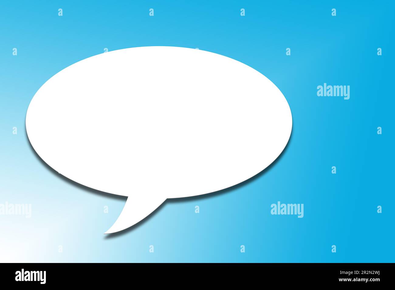 White speech bubble against blue background, 2D illustration Stock ...