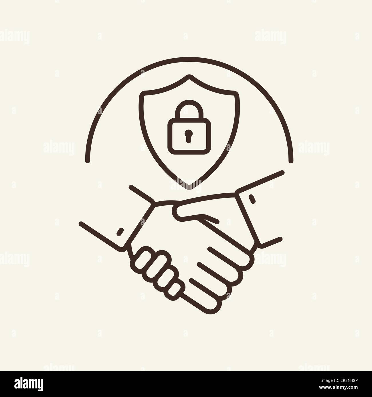 Handshake and closed padlock line icon Stock Vector Image & Art - Alamy