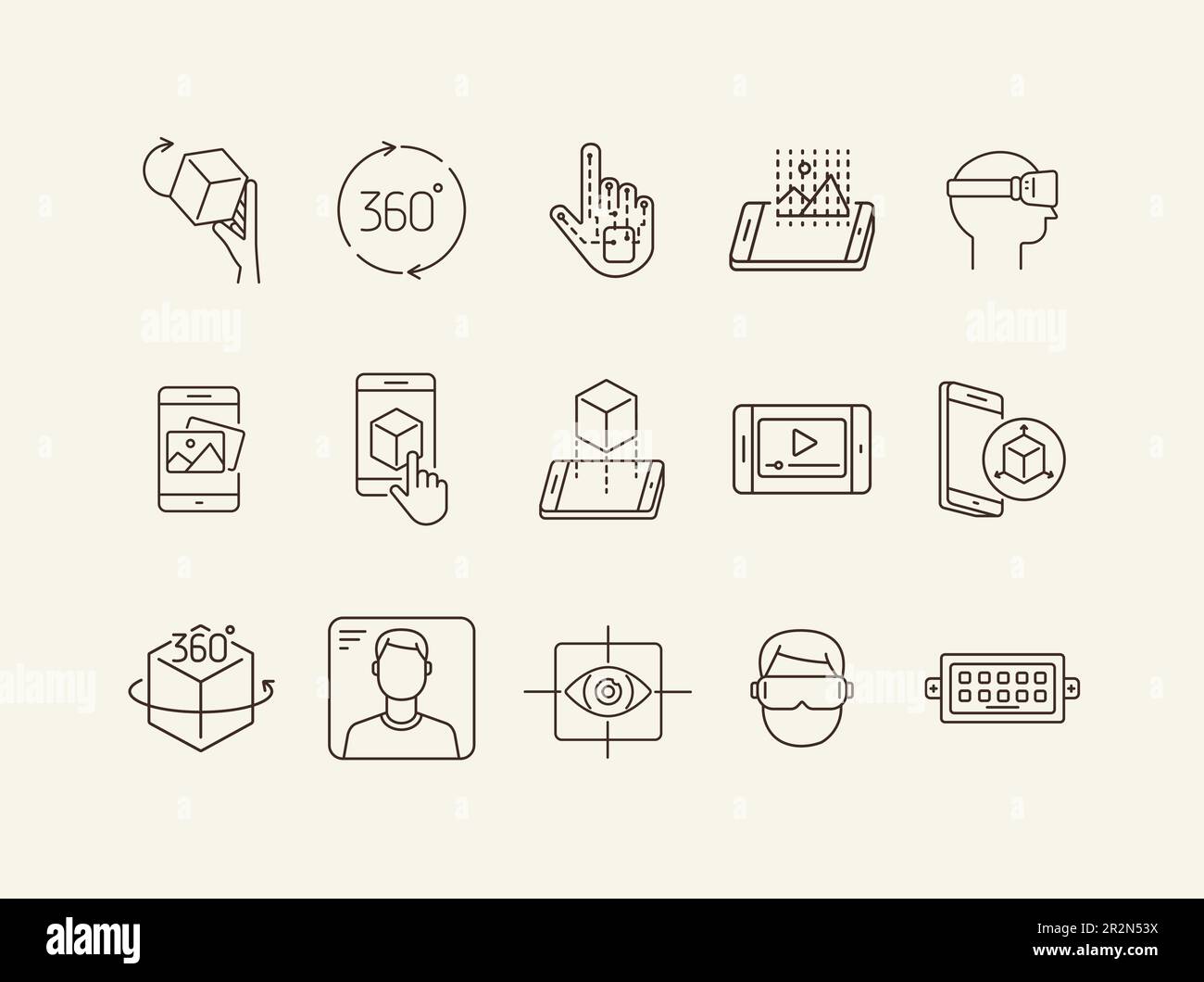 Virtual design linear icons Stock Vector Images - Alamy