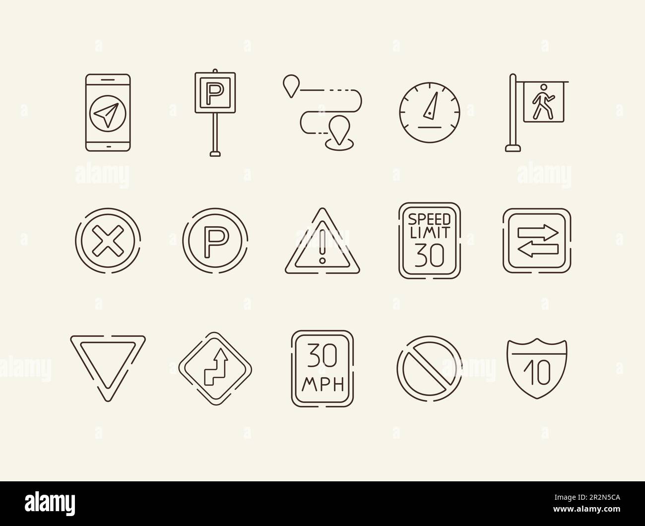 Set of traffic sign line icons Stock Vector Image & Art - Alamy