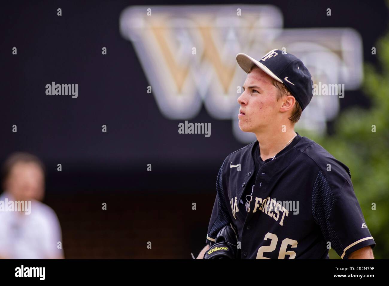 May 20, 2023: Wake Forest Demon Deacons pitcher Seth Keener (26) warms ...