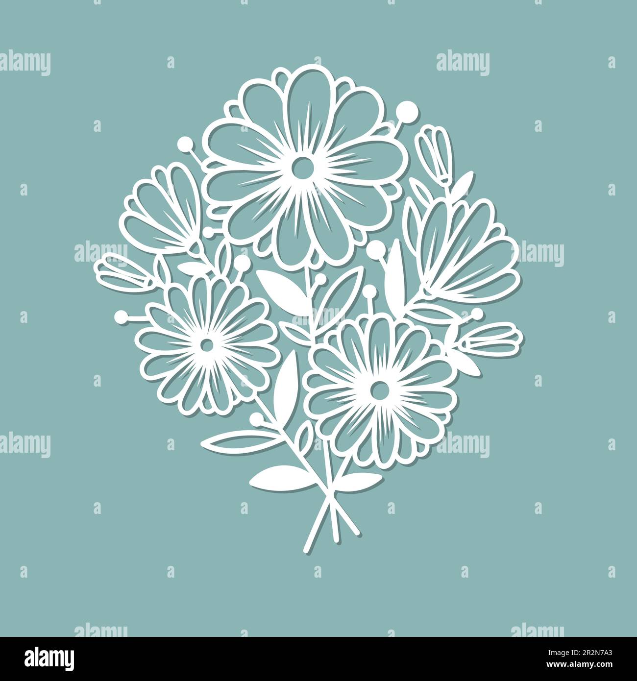 Bouquet of flowers. Template for laser cutting. Vector Stock Vector ...