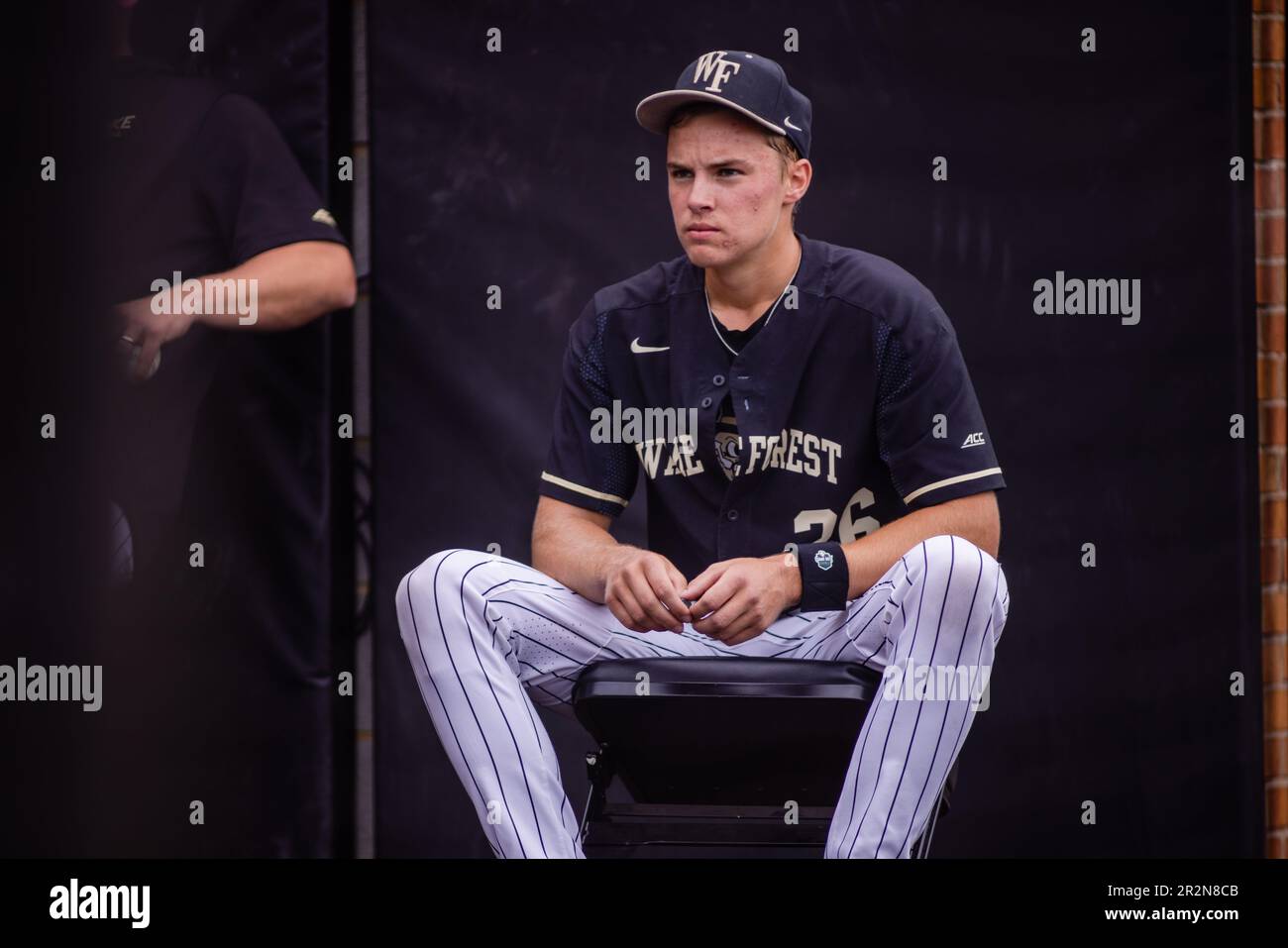 May 20, 2023: Wake Forest Demon Deacons pitcher Seth Keener (26) warms ...