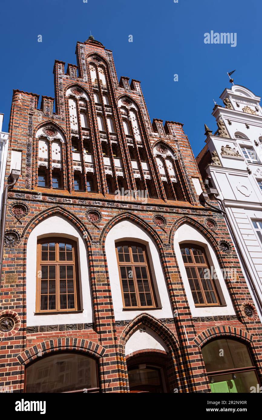 Ancient House Facade In Rostock - A City Of The Hanseatic League Stock ...