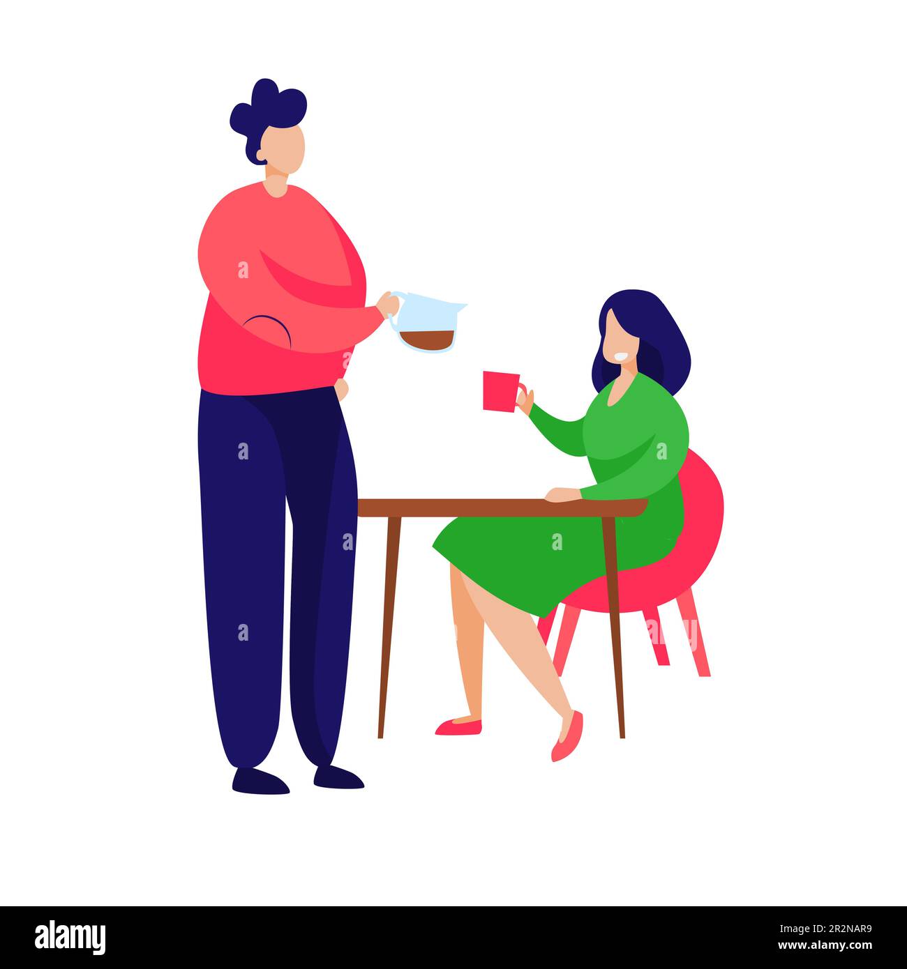 Couple drinking together home Stock Vector Images - Alamy