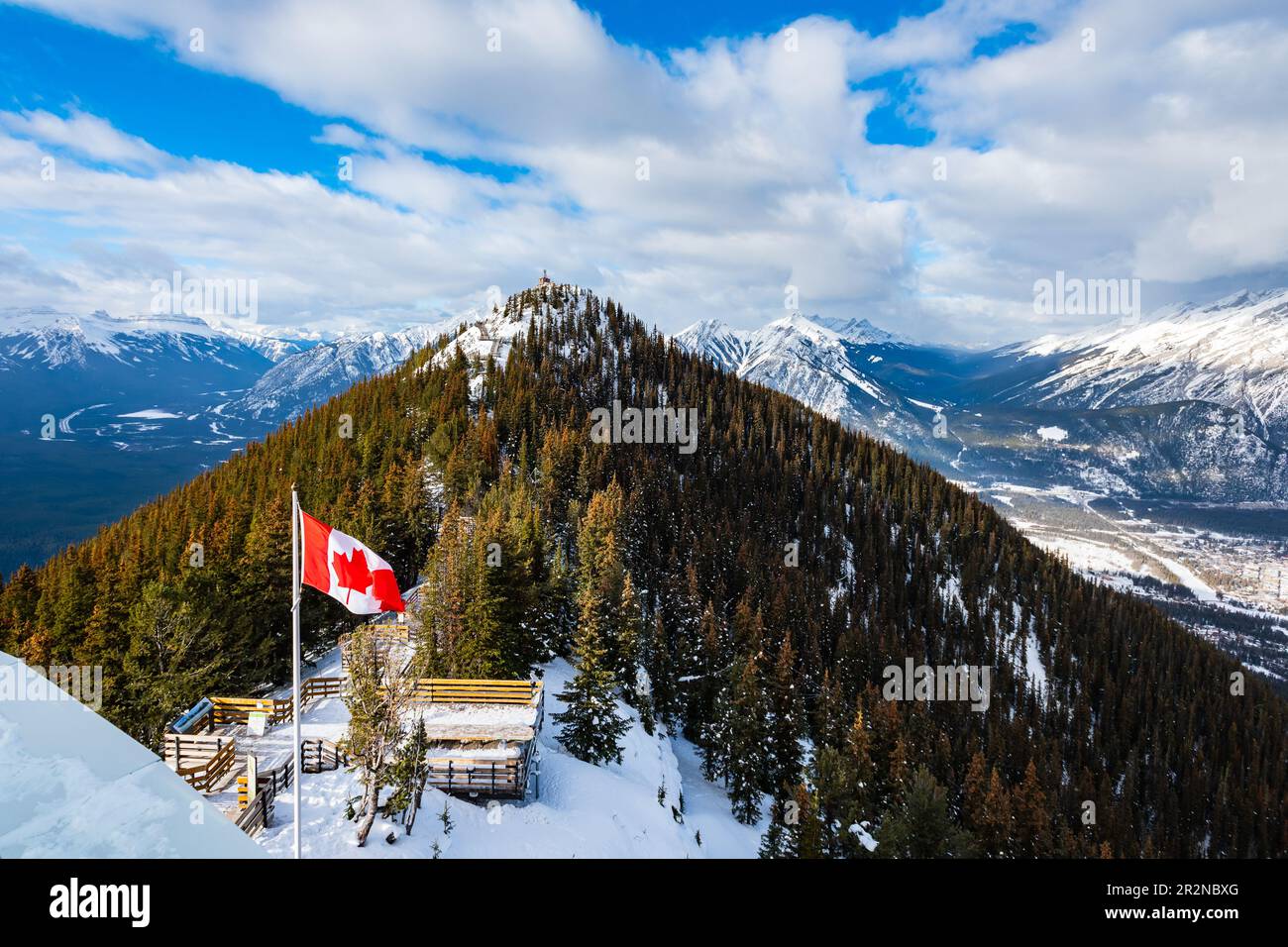 Scenic winter views from atop the Sulphur Mountain Gondola in Banff National Park Alberta Canada ...