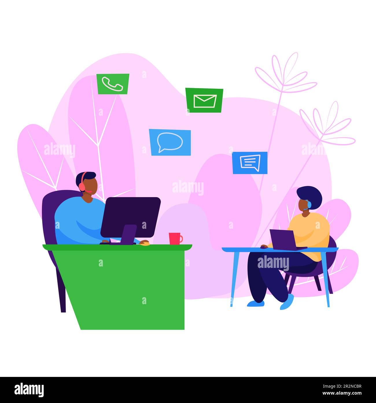 Call center operator using computers webpage Stock Vector Image & Art ...