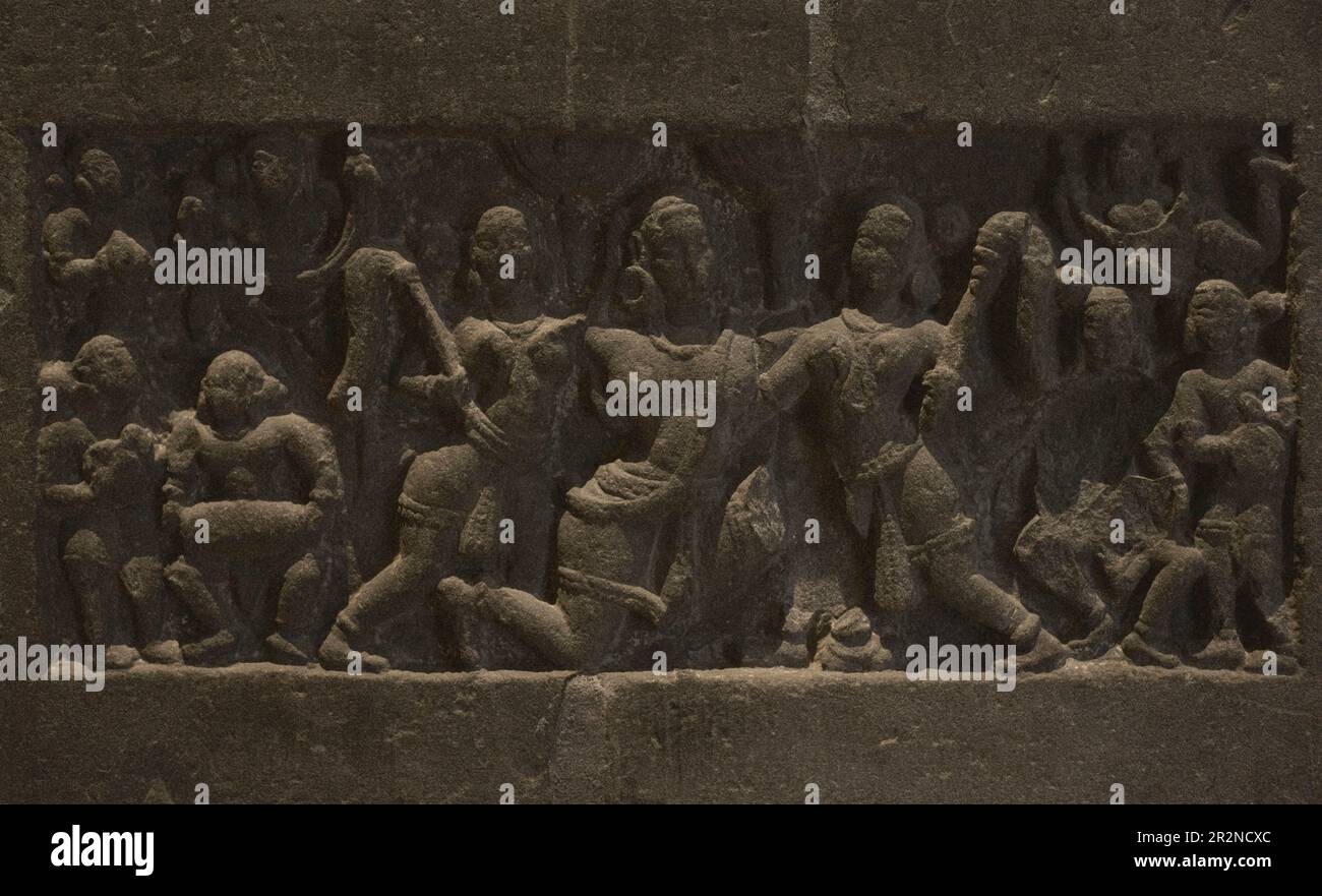 Stele of hindu warrior with the arms of the Sousa family (do Prado) on ...