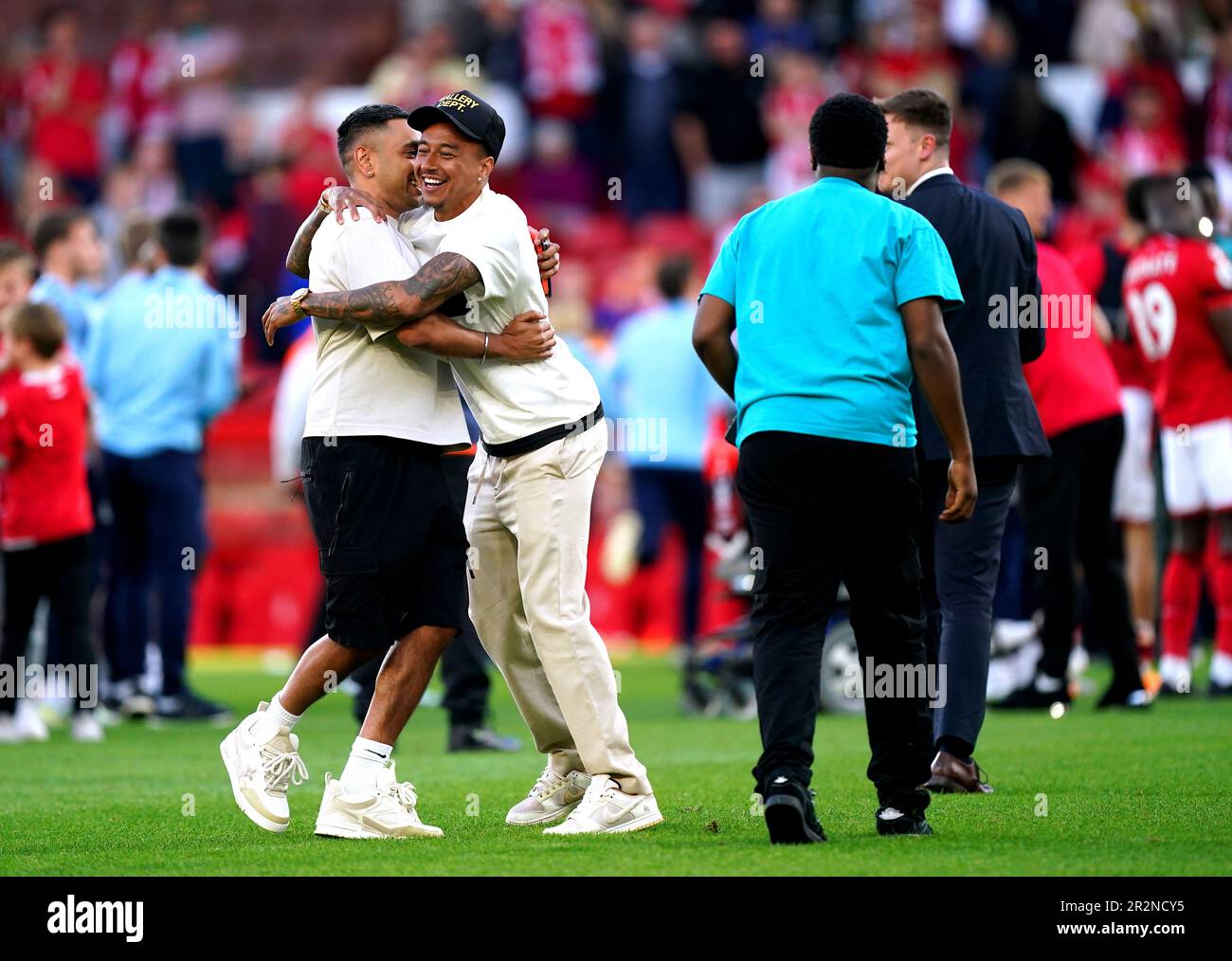 Nottingham Forest's Jesse Lingard (right) celebrates avoiding ...