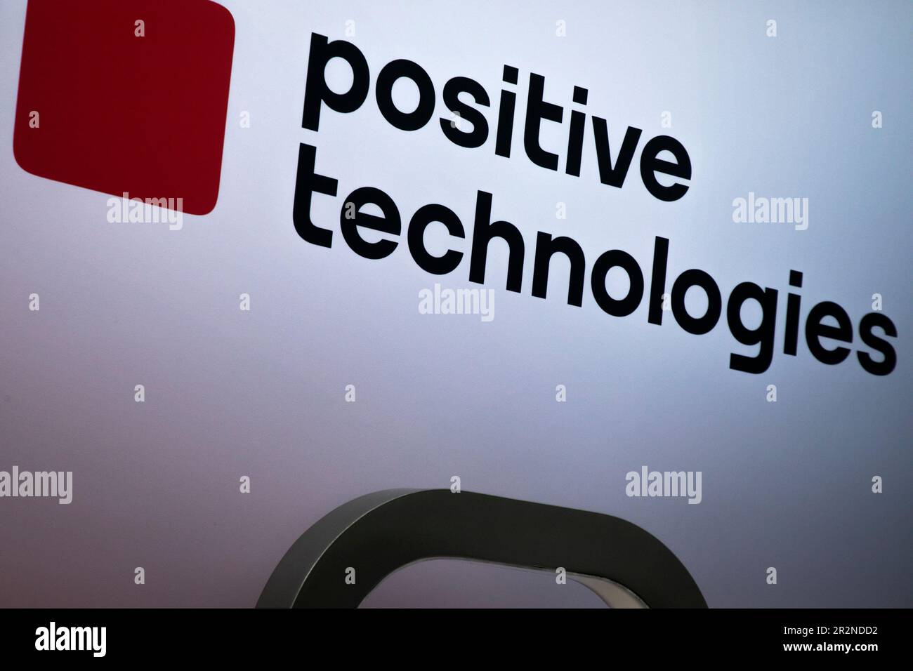 Positive Technologies Russian cyber security company logo on a stand in Moscow, Russia Stock ...