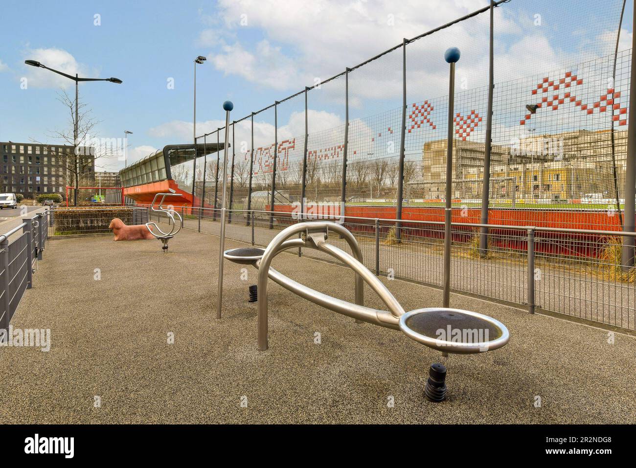 an empty playground in the middle of a city, with no people or any ...