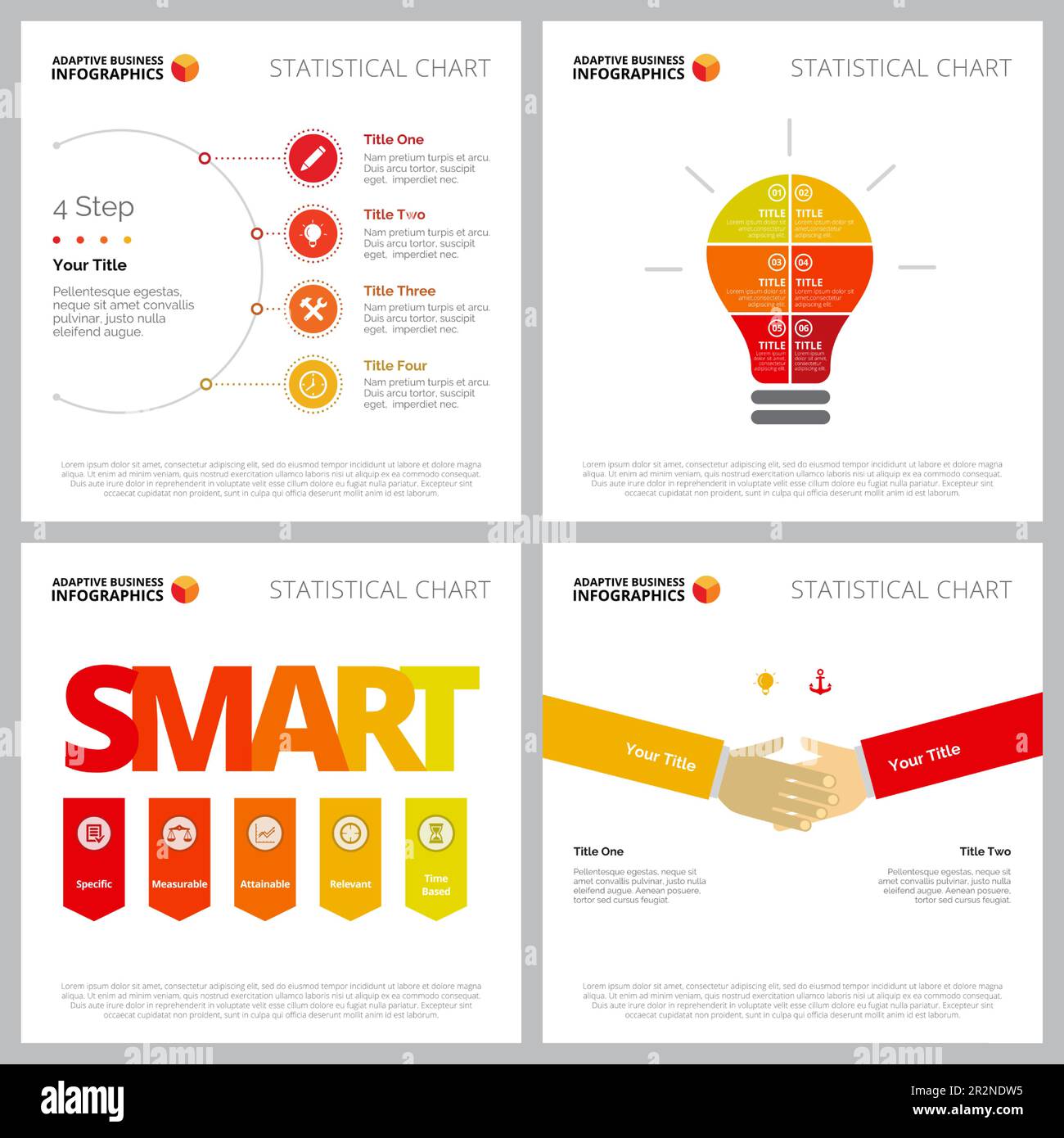 Creative diagram set for smart goals, startup, partners concept Stock ...