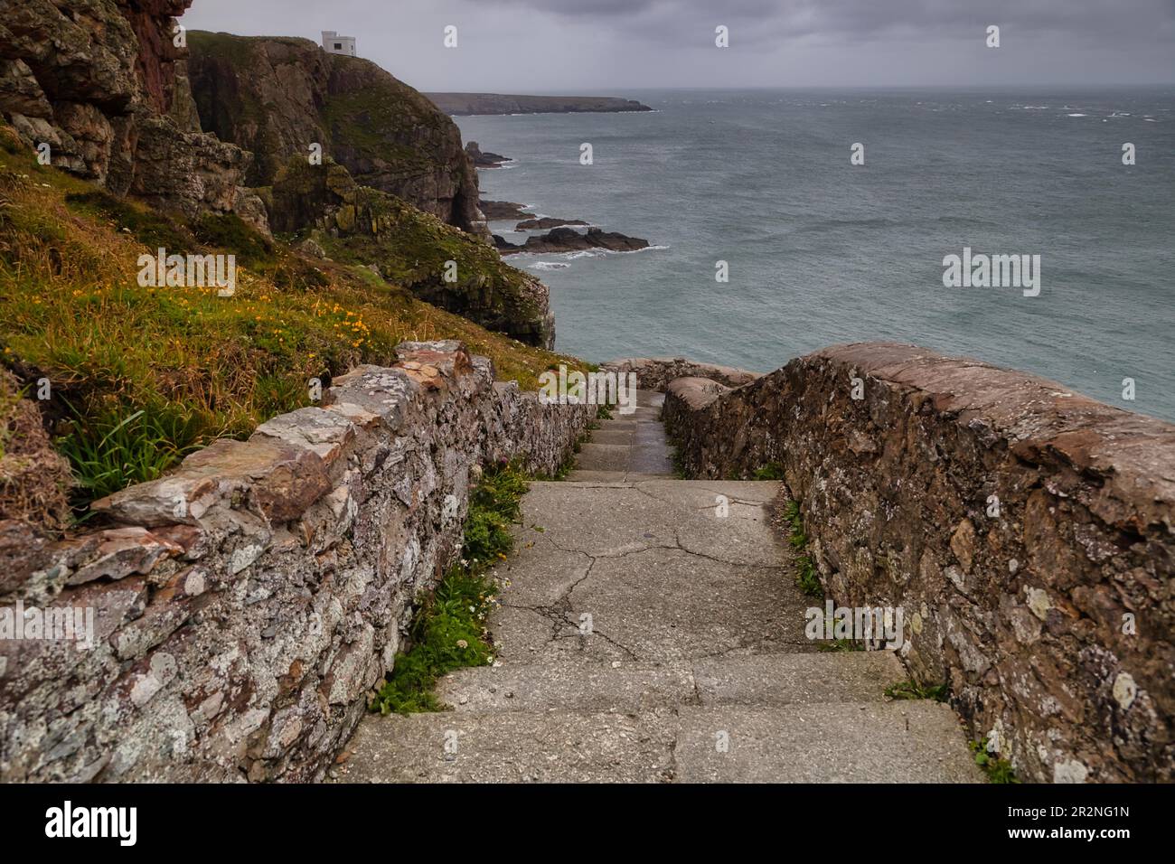 Stairs to South Stack Lighthouse, Holy Island, Anglesey, Wales, UK ...