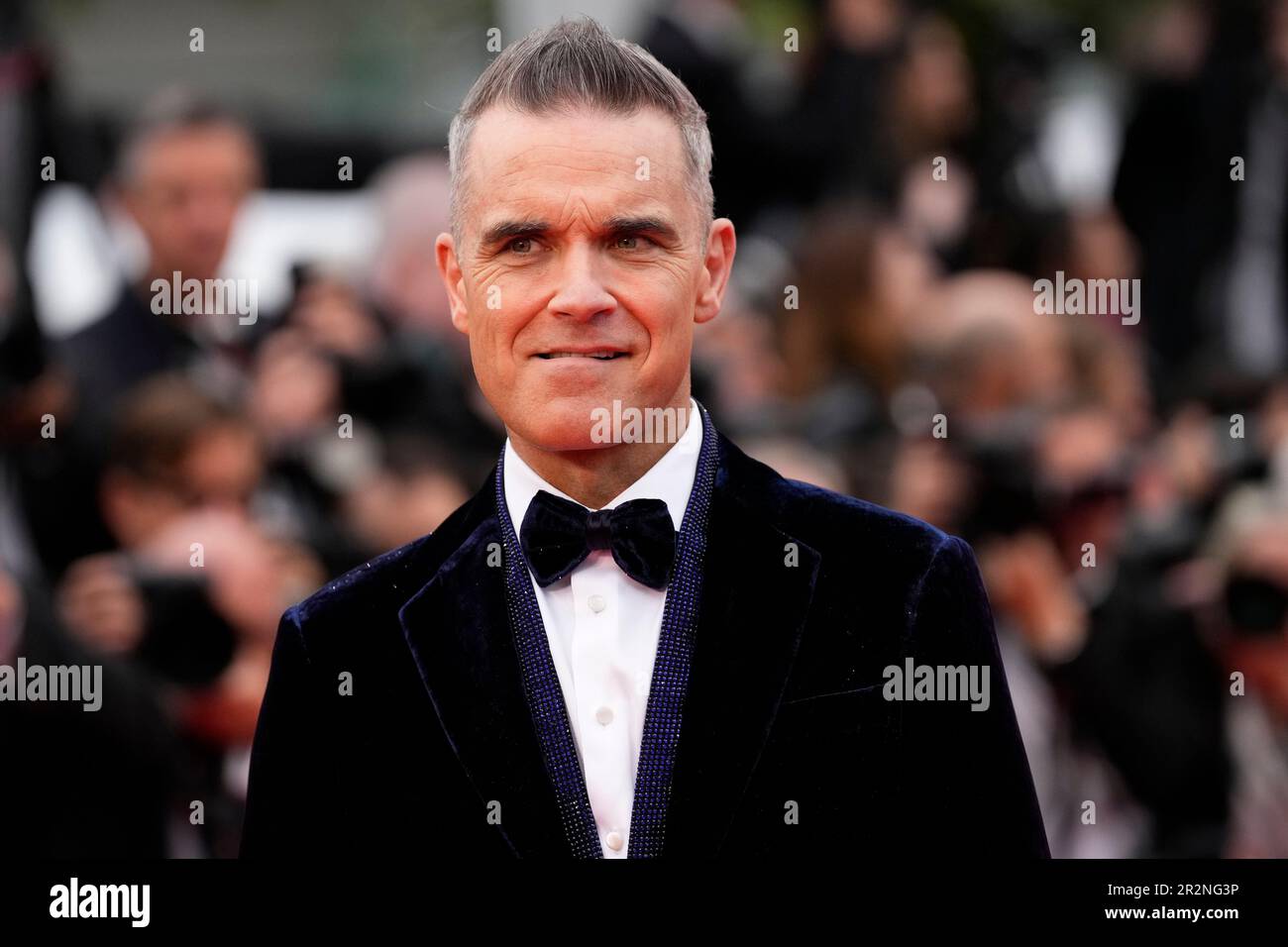 Robbie Williams poses for photographers upon arrival at the premiere of ...