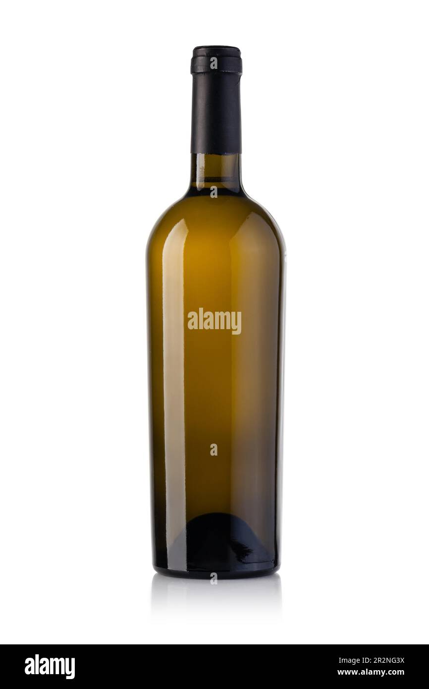 white wine bottle isolated over white background Stock Photo - Alamy