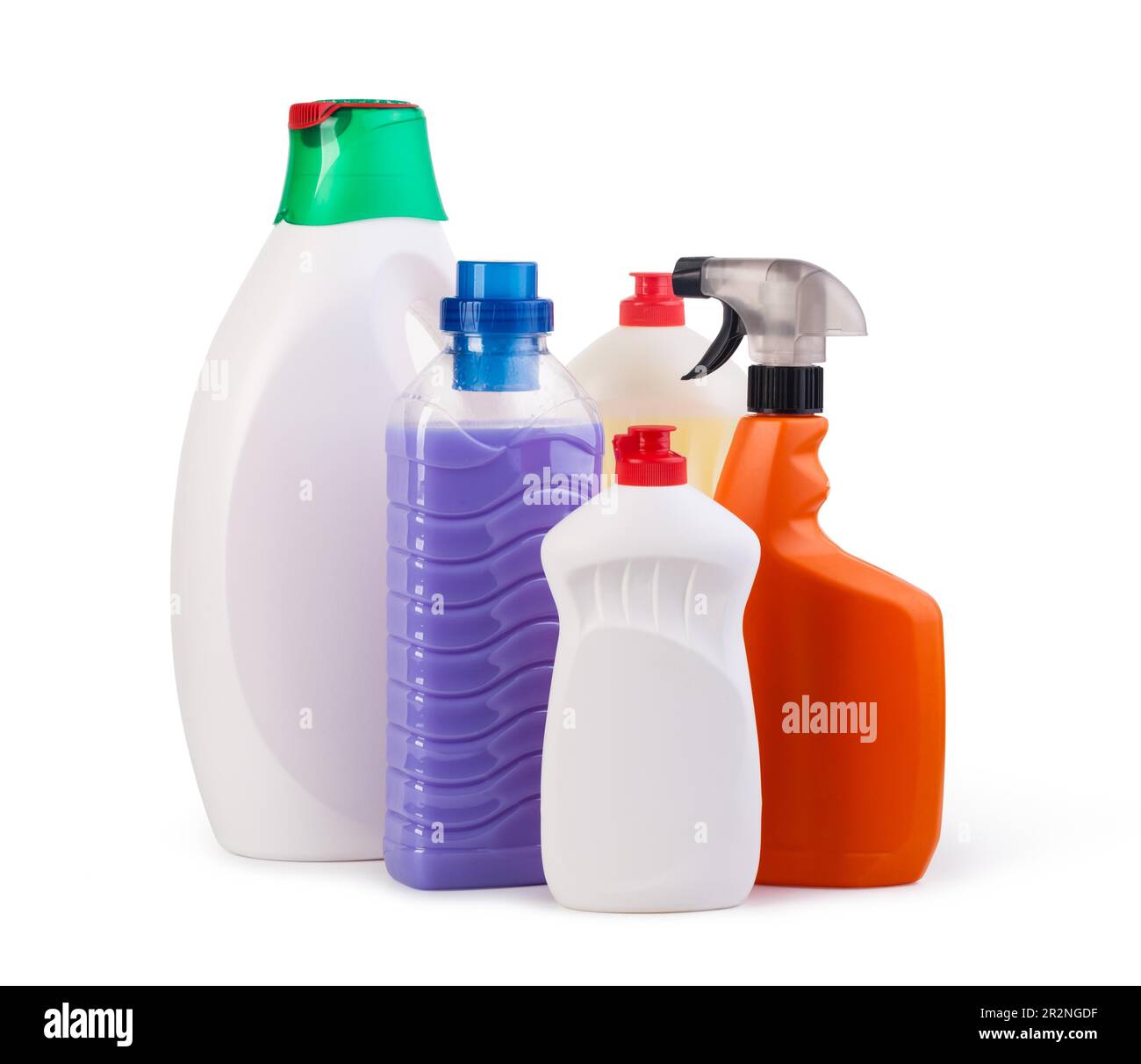 household chemicals isolated on white background Stock Photo - Alamy