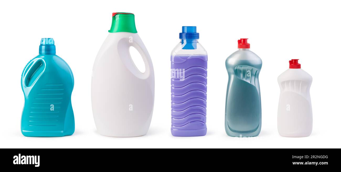 household chemicals isolated on white background Stock Photo - Alamy