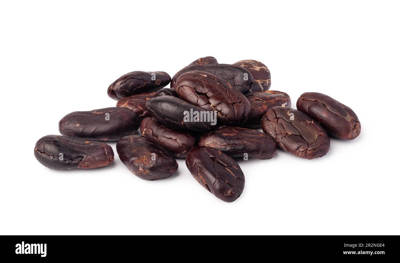 Cocoa beans Isolated on white background Stock Photo - Alamy