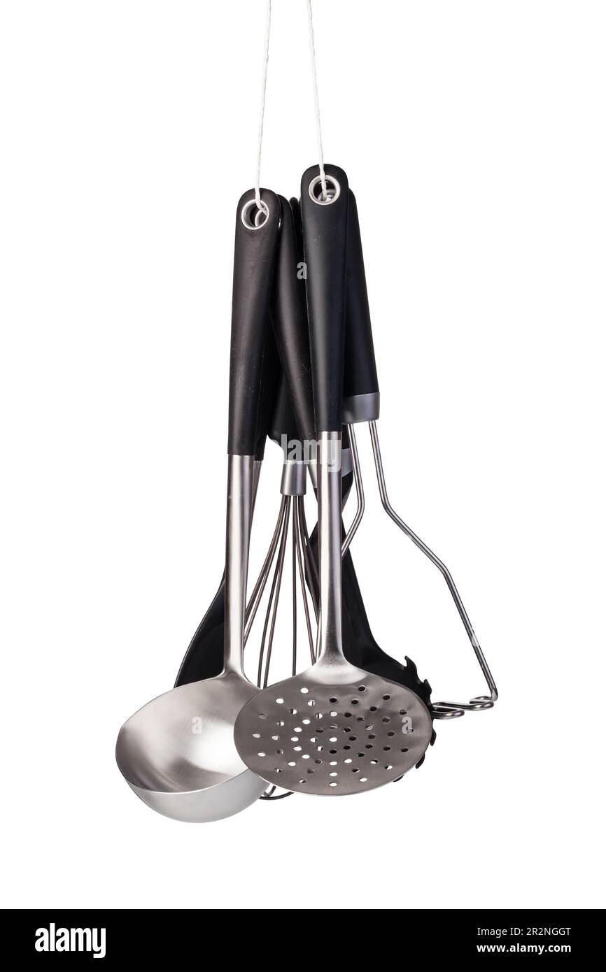 set of stainless steel kitchenware Stock Photo - Alamy